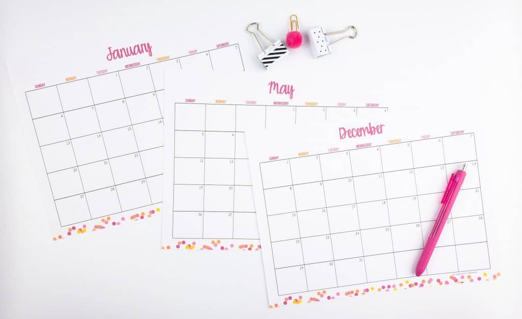 Free 2019 Calendar with Polka Dots - Organization Obsessed