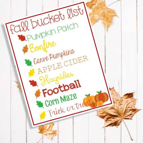 Free Fall Bucket List Printable - Organization Obsessed