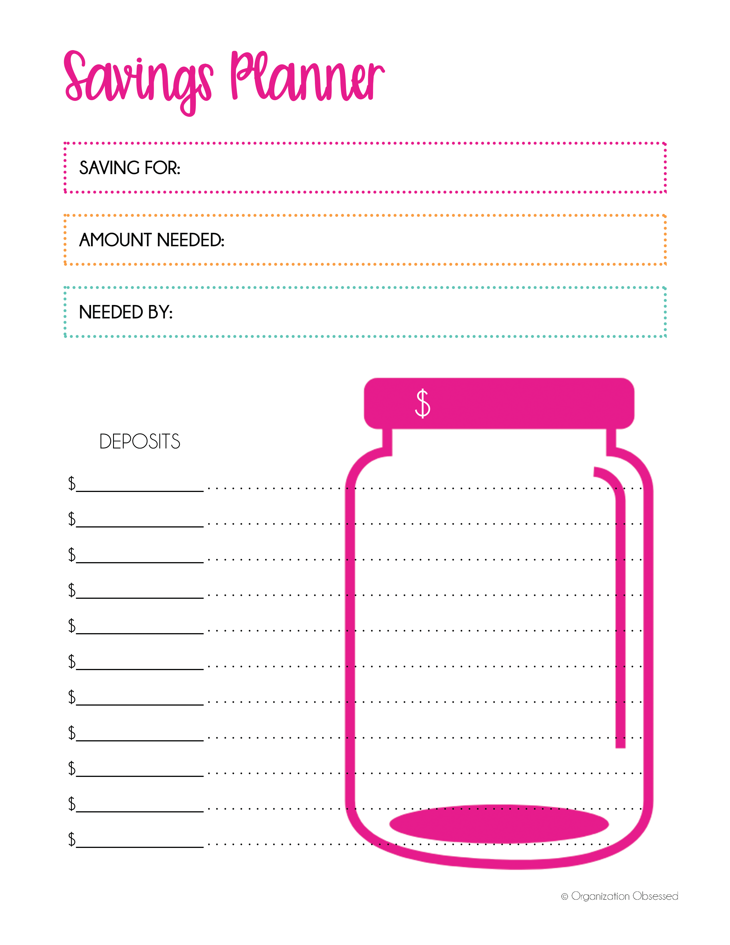 PINK SAVINGS PLANNER - Organization Obsessed PINK SAVINGS PLANNER - Organization Obsessed