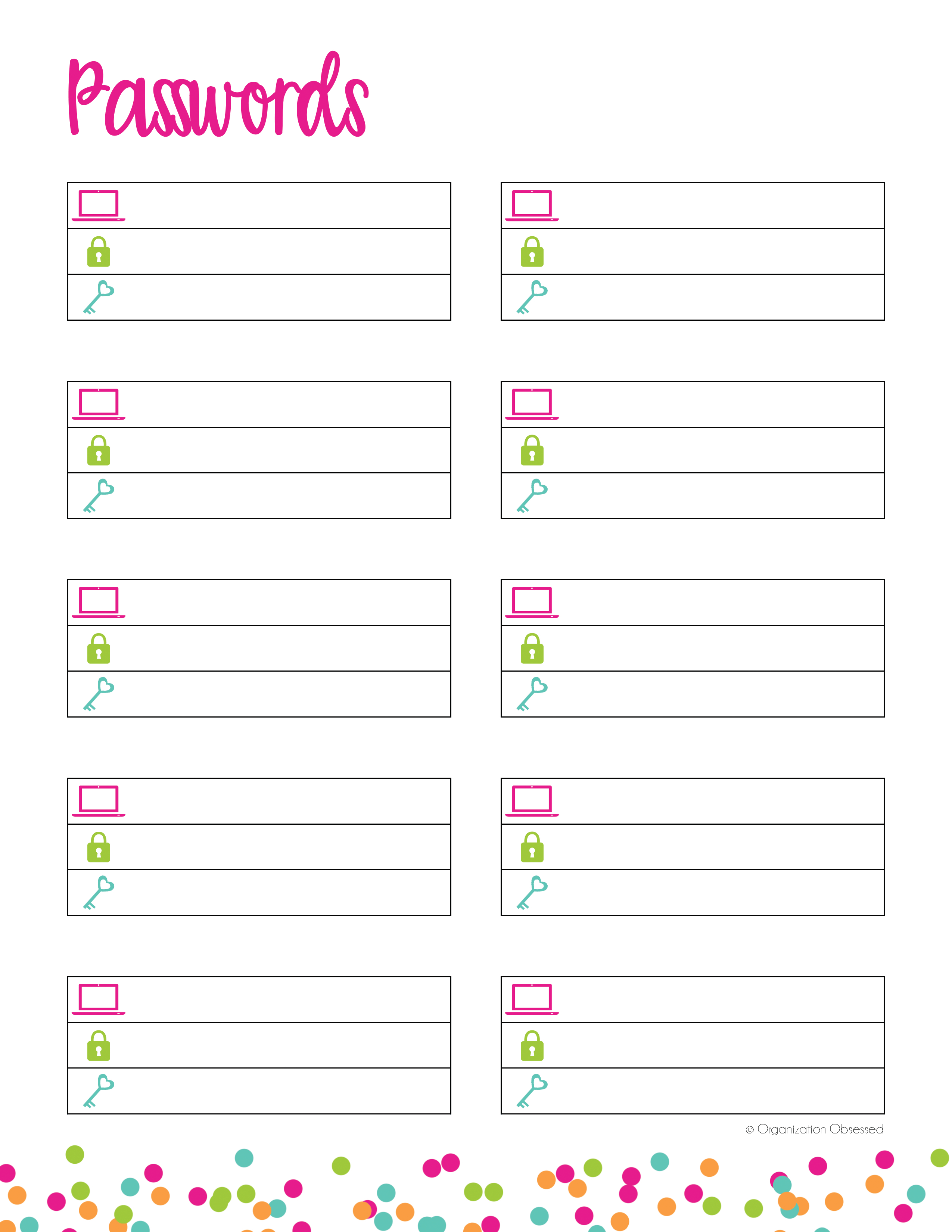 Passwords - Organization Obsessed