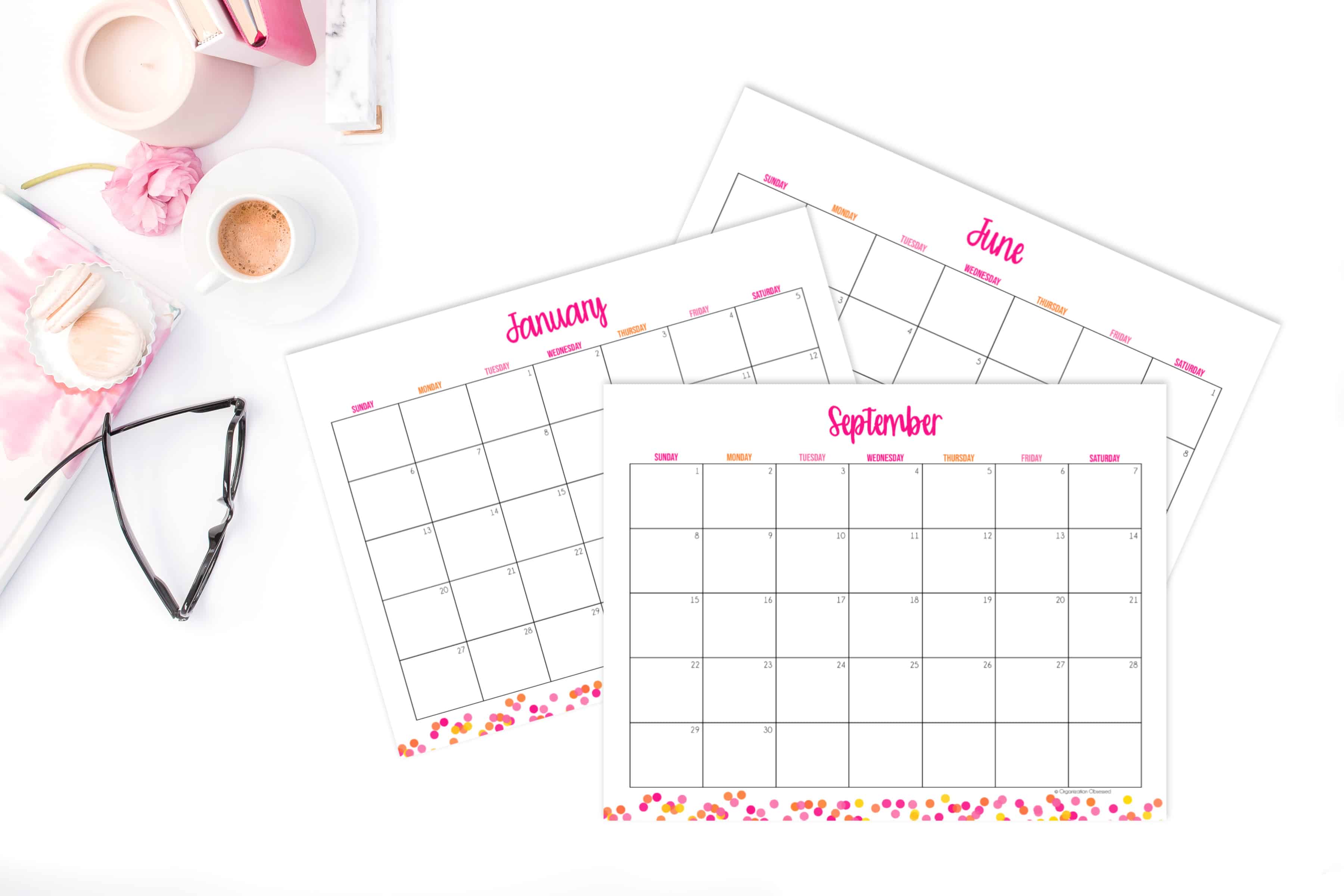 Free 2019 Calendar with Polka Dots - Organization Obsessed