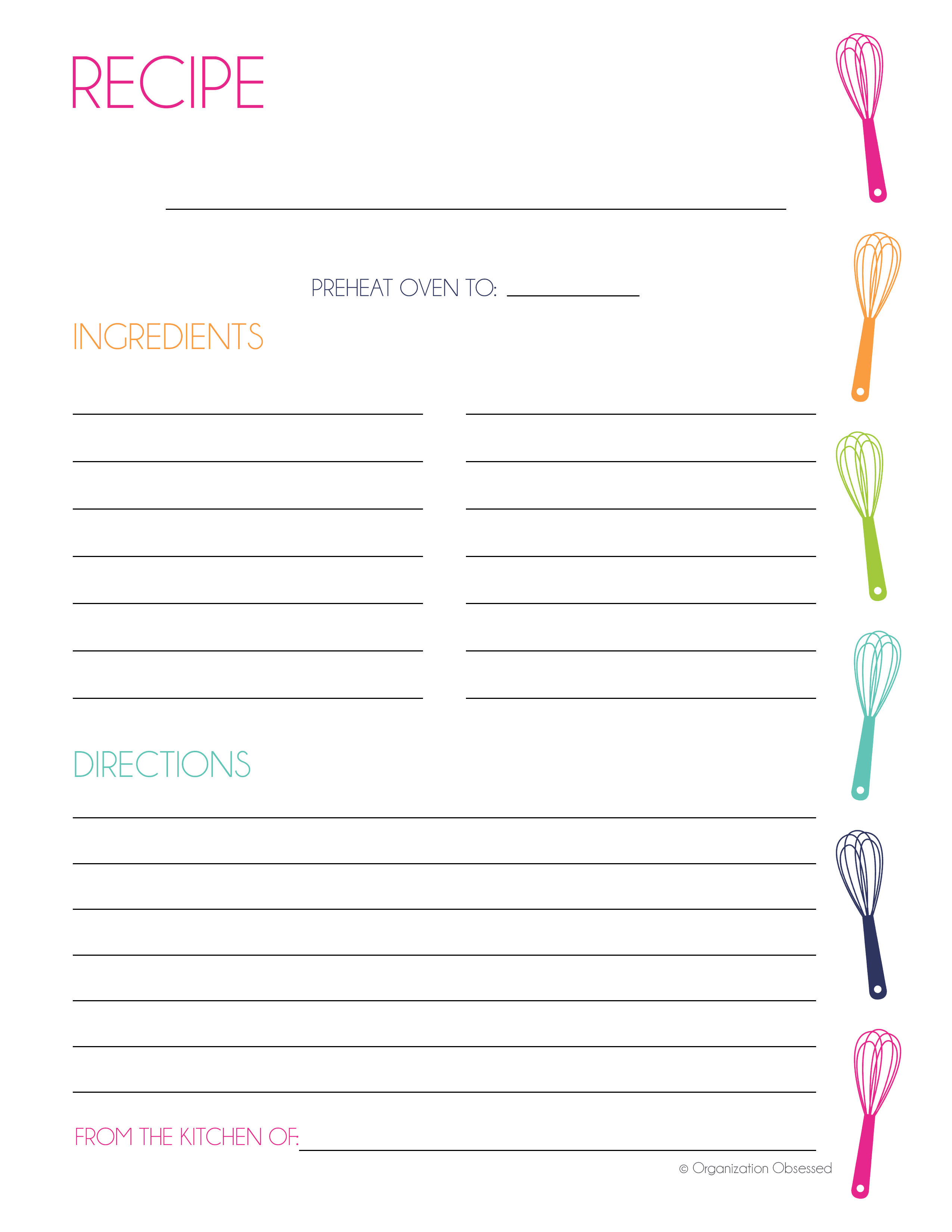 RECIPE CARD - Organization Obsessed RECIPE CARD - Organization Obsessed